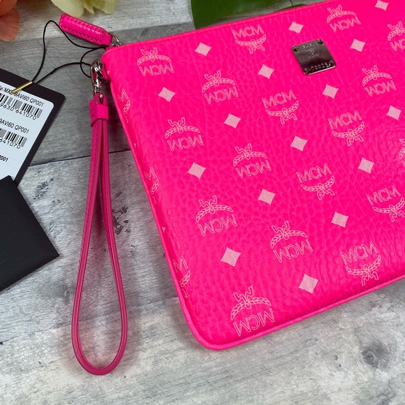 MCM | Bags | Mcm Neon Pink Pouch Wristlet Bag Purse Clutch | Poshmark